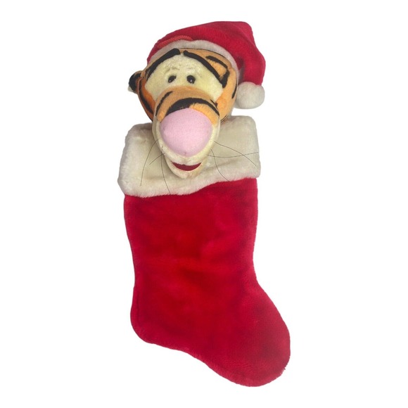 Disney | Holiday | Vintage Disney 3d Plush Tigger The Tiger Santa Hat ...